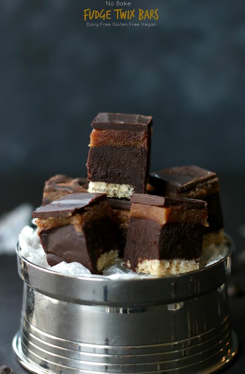 Dairy Free Twix Fudge Bars (Gluten Free Vegan) - Petite Allergy Treats